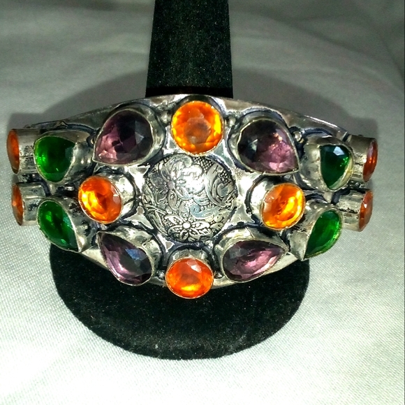 Hand Crafted | Jewelry | Vintage Gem Encrusted Cuff | Poshmark